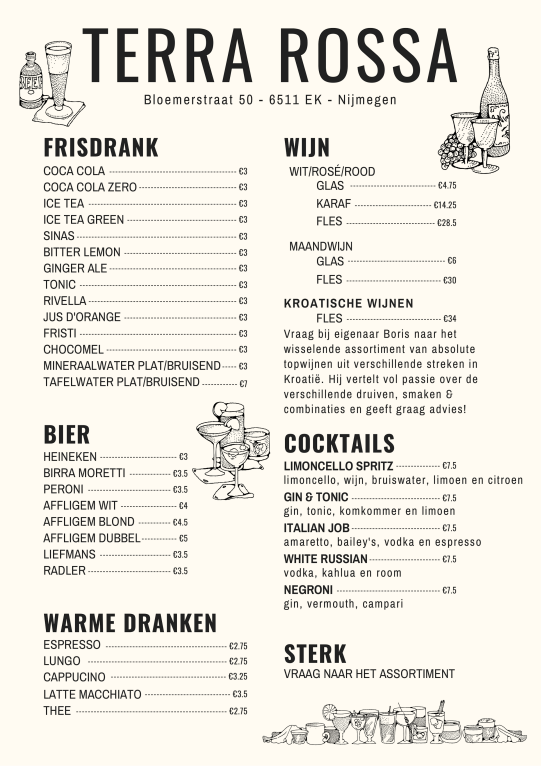 Menukaart – Terra ROSSA